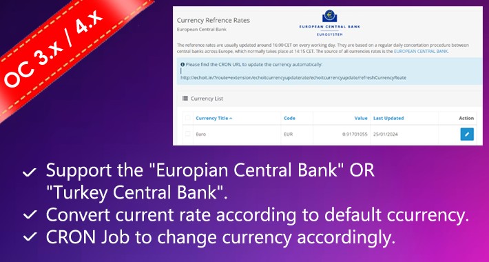 OpenCart - Auto Detect / Auto Currency Update
