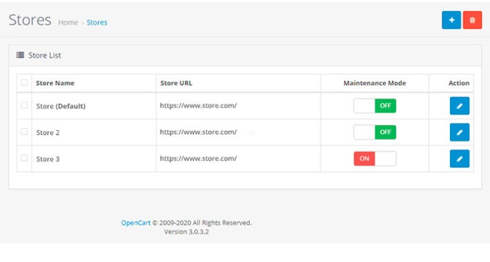 OpenCart - Multistore Maintenance Switch