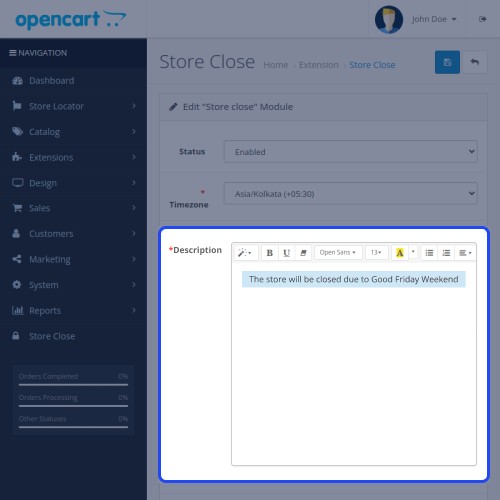 OpenCart - OpenCart Store close