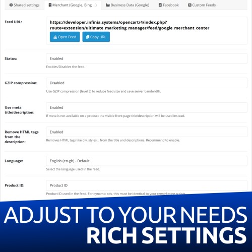 OpenCart - Feed Manager Pro (Customizable Product Feeds)