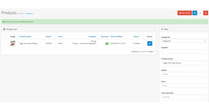 OpenCart - File Cache Cleaner