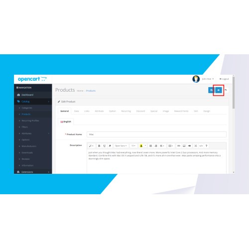 OpenCart - Admin Product Preview Button