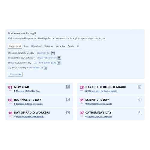OpenCart - Holidays: Marketing Calendar, Event Calendar
