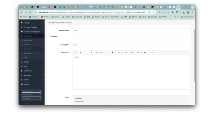OpenCart - Multi Store support for HTML module