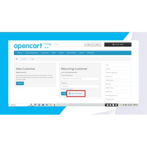 OpenCart - Login with Google