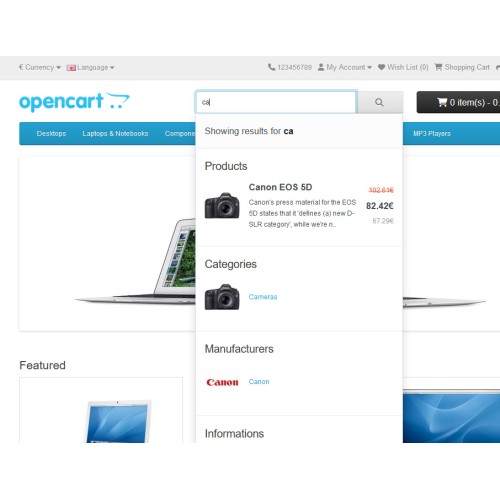OpenCart - Live Search (pro)