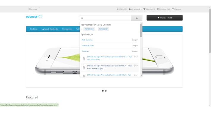 OpenCart - Ajax Autocomplate Search