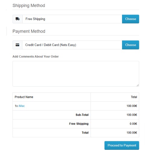 OpenCart - WebMyra: Nets Easy (DIBS) Payment Gateway
