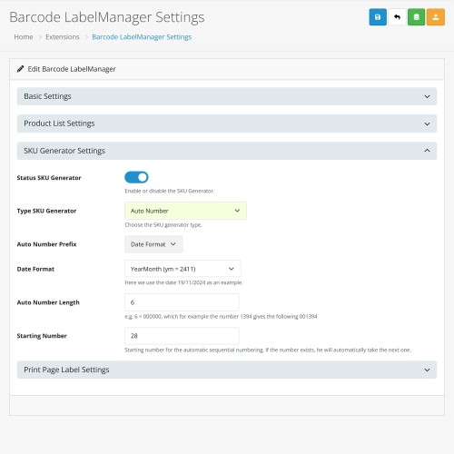 OpenCart - Barcode LabelManager