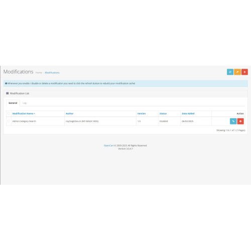 OpenCart - Admin Category Search auto-complete