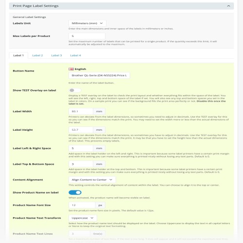 OpenCart - Barcode LabelManager