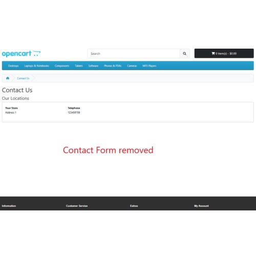 OpenCart - Remove Contact Form - OpenCart 4.x