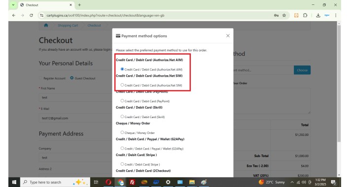 OpenCart - Authorize.net OpenCart4.x