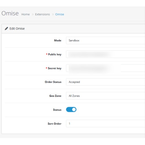 OpenCart - WebMyra: Omise Payment Gateway