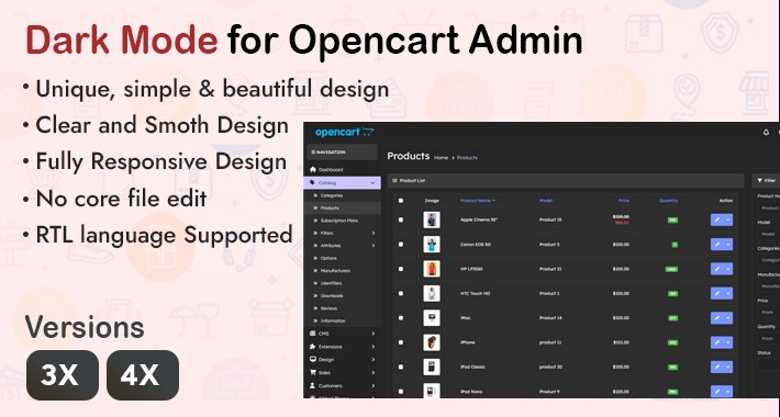 OpenCart - Dark Mode for Opencart Admin