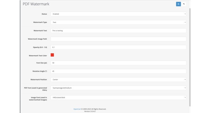 OpenCart - PDF & Image Watermark for Downloads
