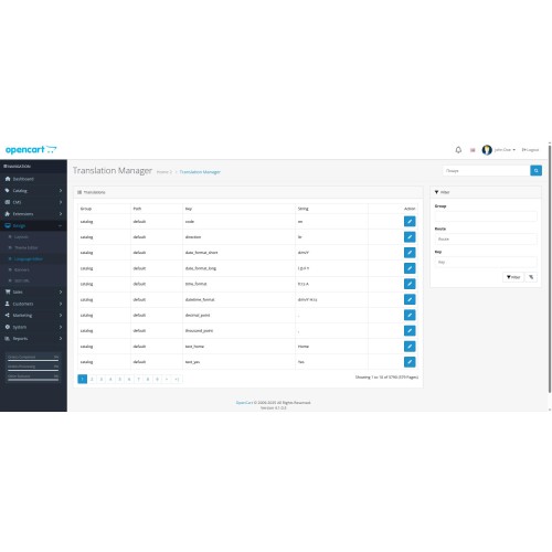 OpenCart - Translations Manager