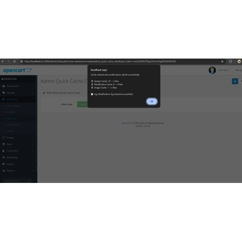 OpenCart - Admin Quick Cache Clear