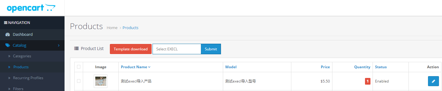 OpenCart - EXECL Batch Import批量处理