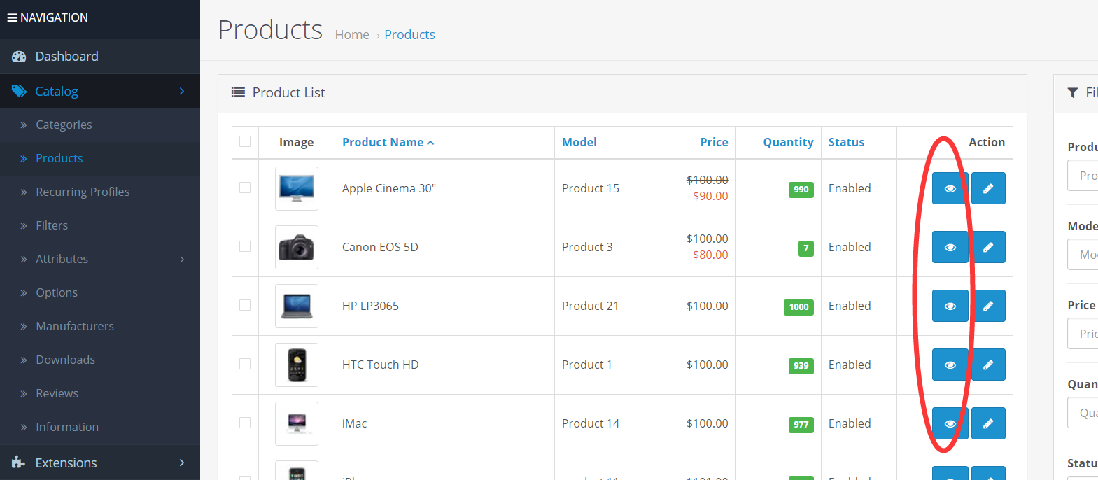 OpenCart - Admin Product Preview