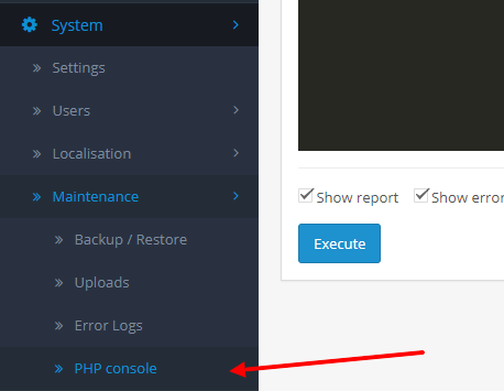 OpenCart - PHP Console for Admin Page