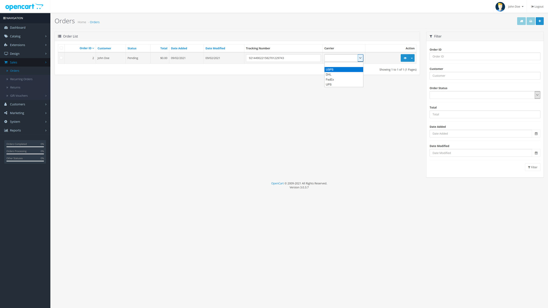 OpenCart - Best OpenCart Order Tracking for OC3