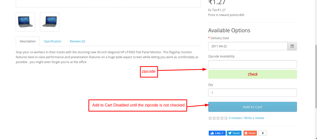 OpenCart - ZIPCODE AVAILABILITY