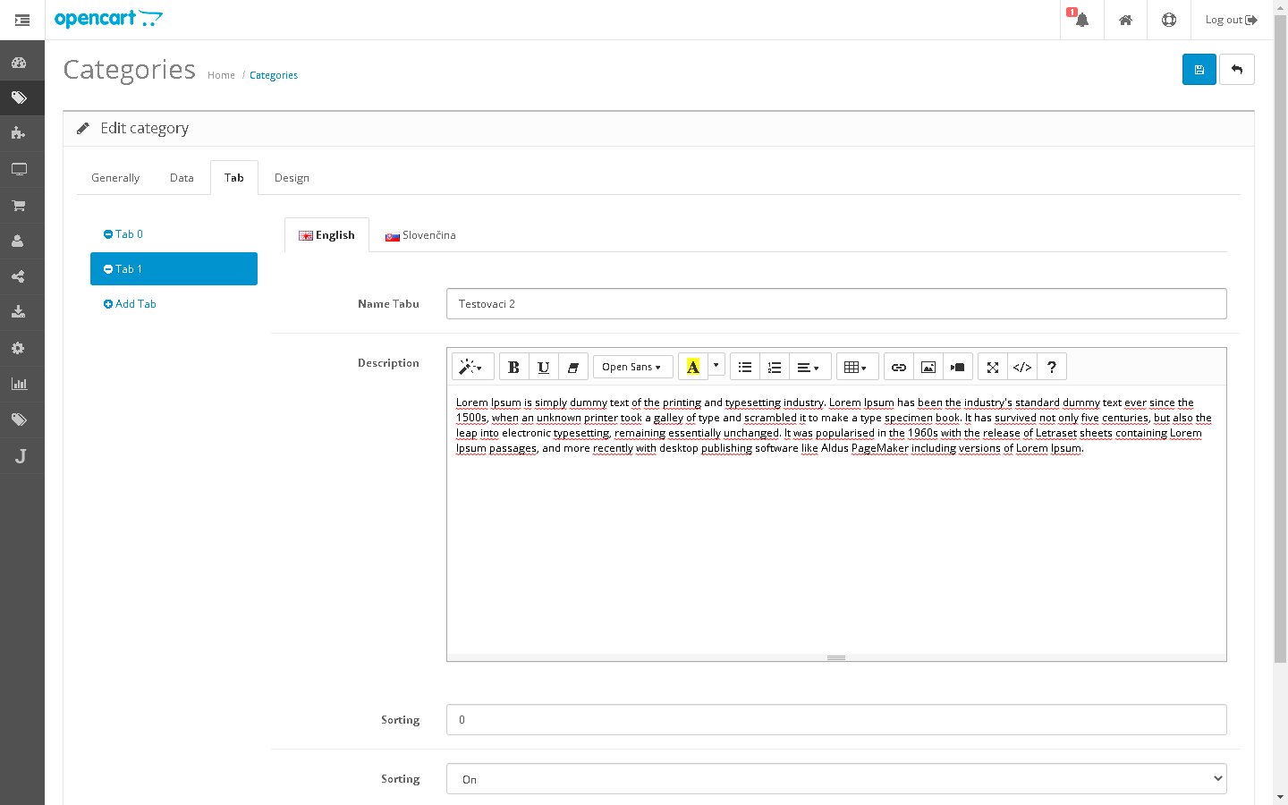 OpenCart - Custom Category Tab