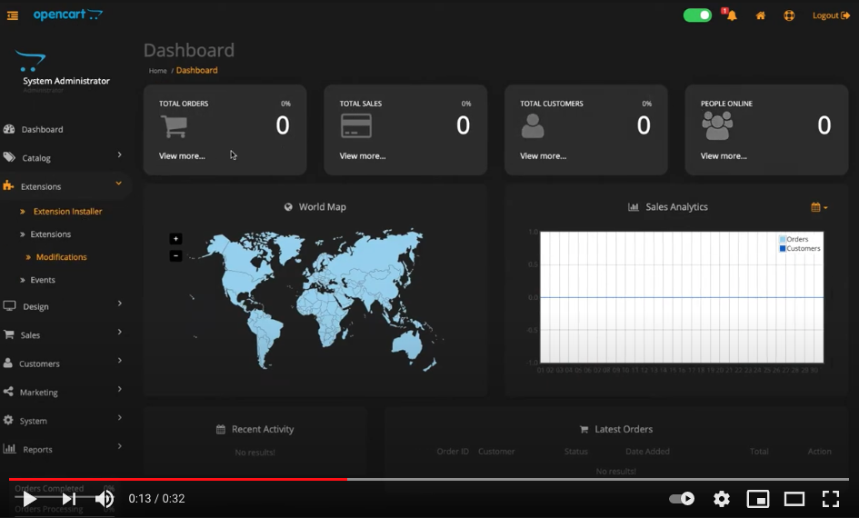 OpenCart - Modo Escuro Admin - Dark Mode Admin