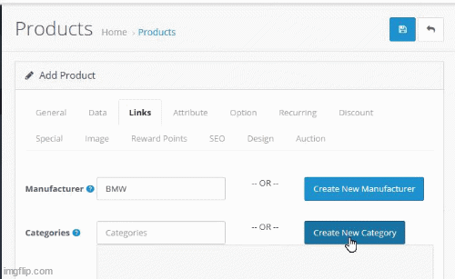 OpenCart Create All At One Place Product Category Manufacturer Options opencart-create-all-at-one-place-product-category-manufacturer-options