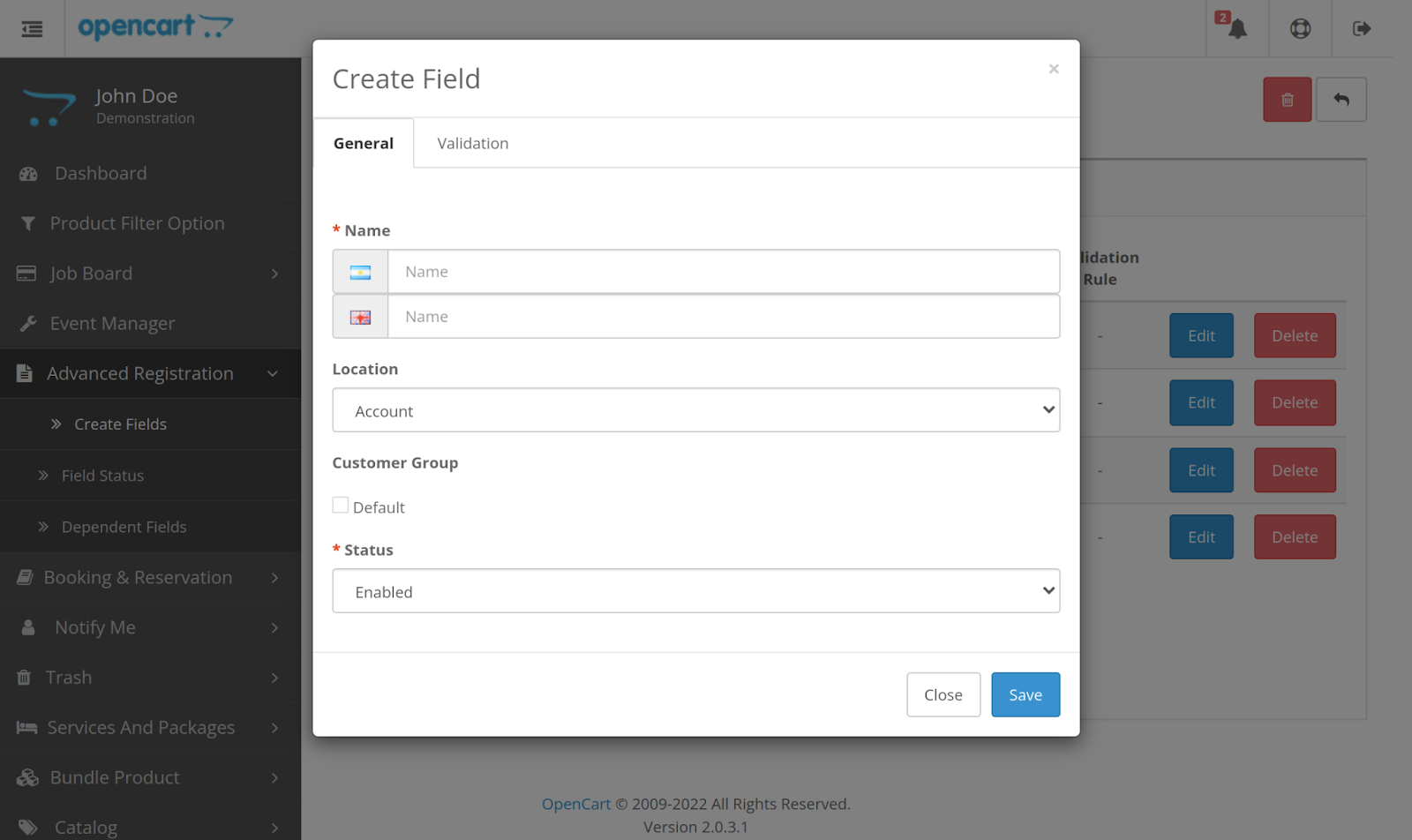 OpenCart - Opencart Advanced Registration