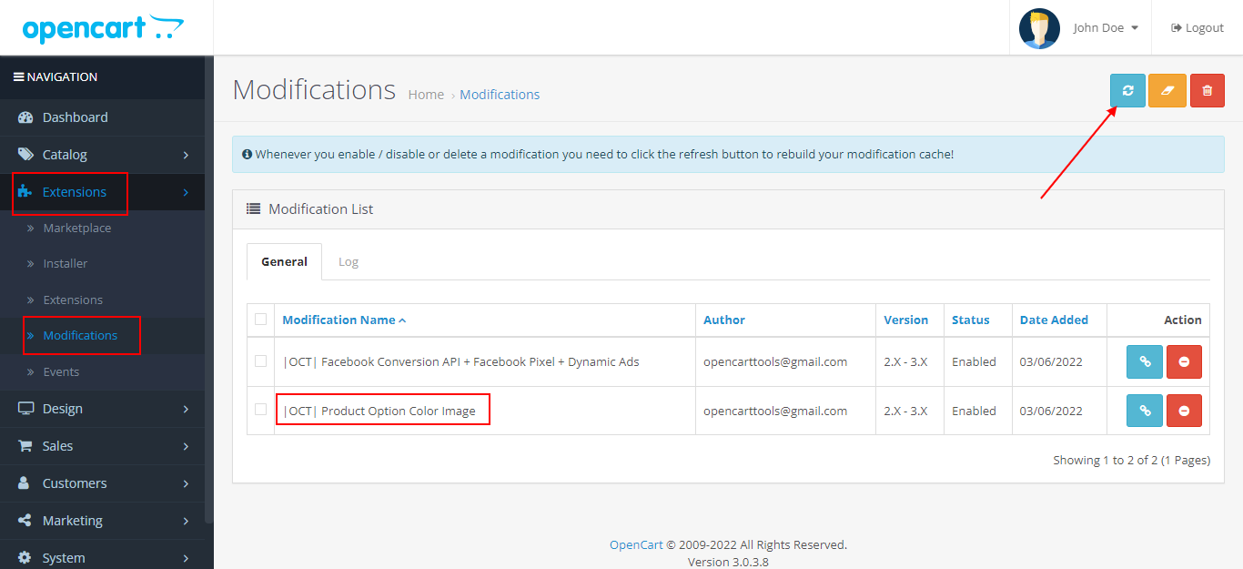 OpenCart - Product Option Color Image