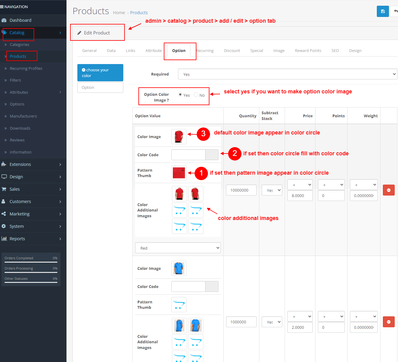OpenCart - Product Option Color Image