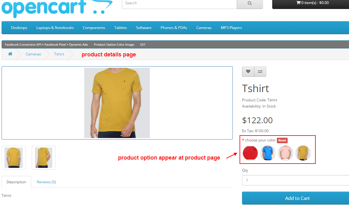 OpenCart - Product Option Color Image