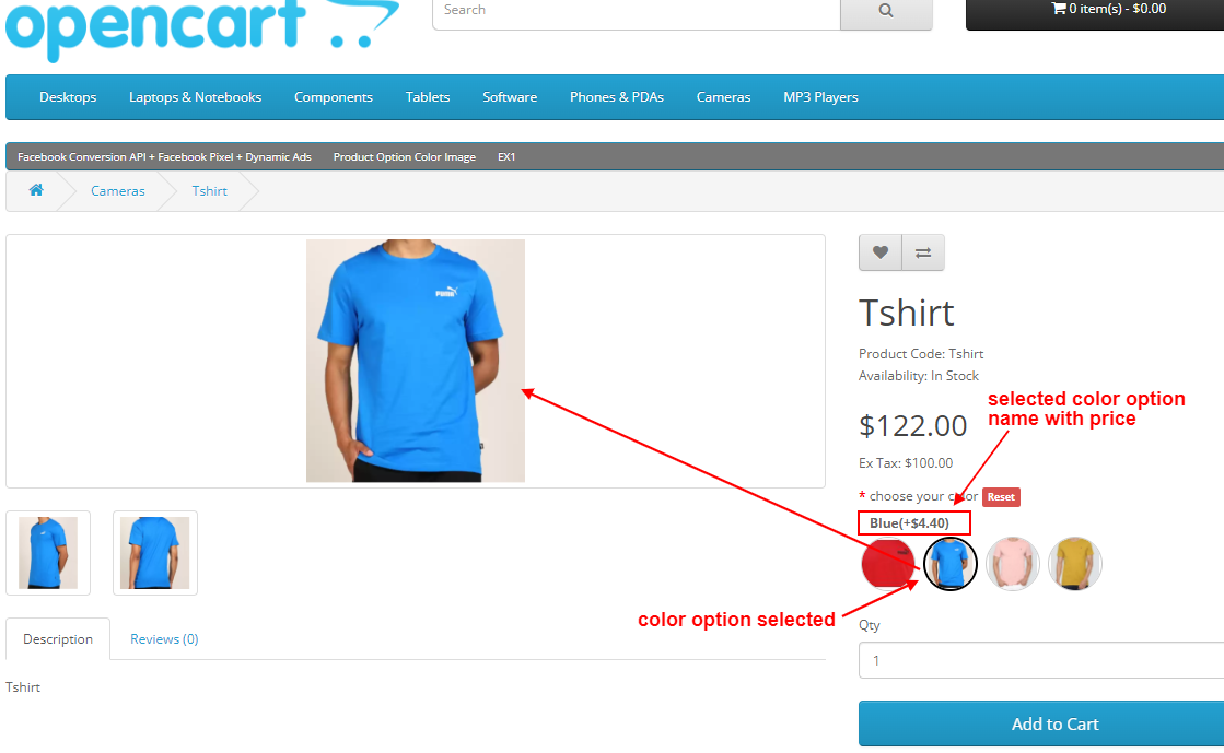 OpenCart - Product Option Color Image