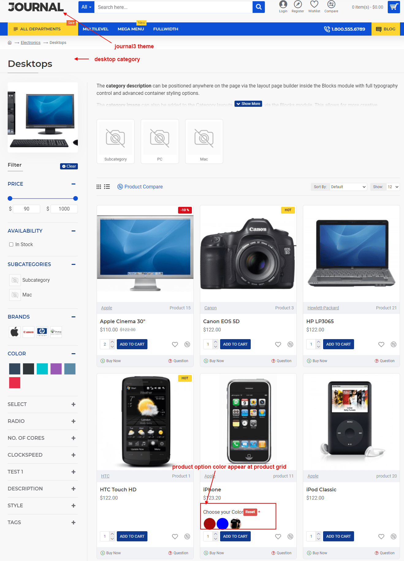 OpenCart - Product Option Color Image