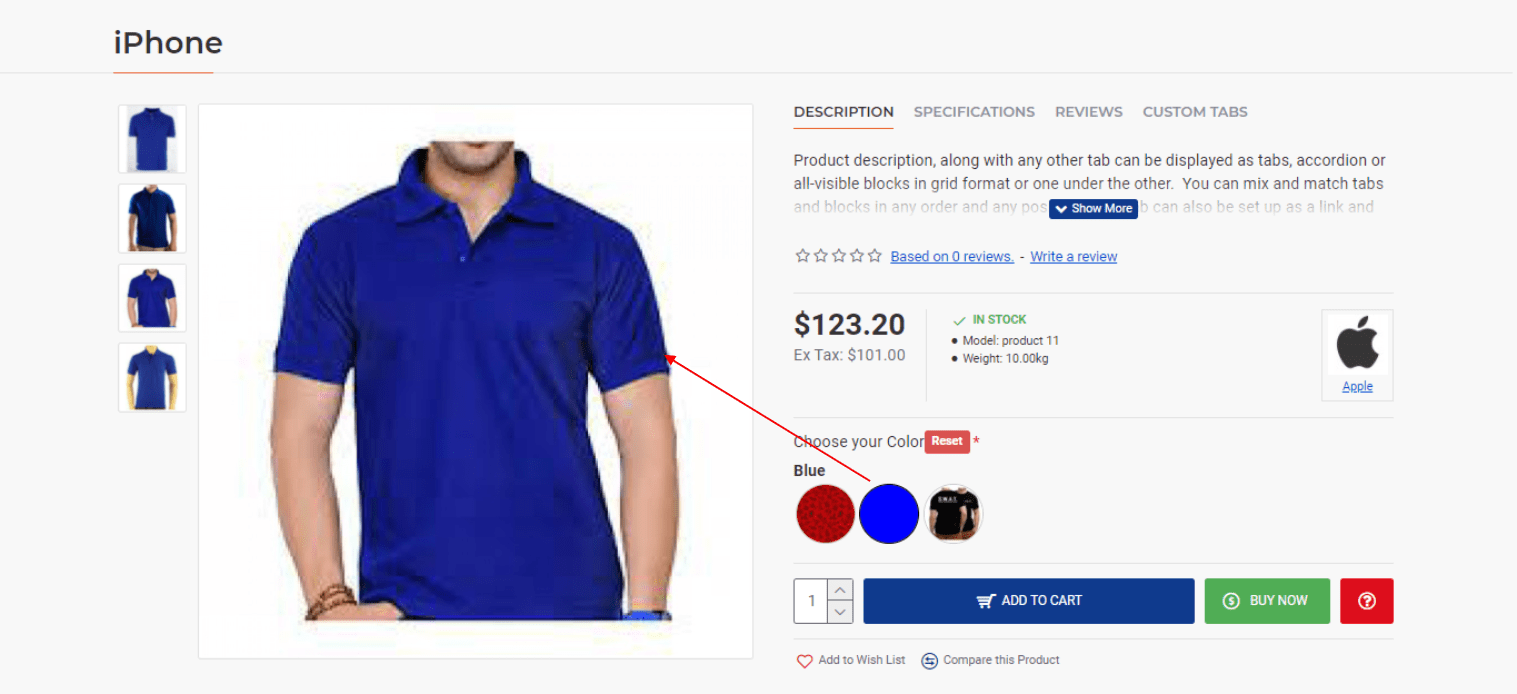 OpenCart - Product Option Color Image