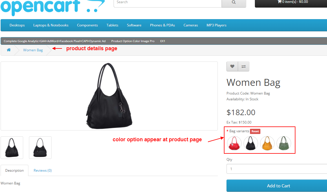 OpenCart - Product Option Color Image Pro