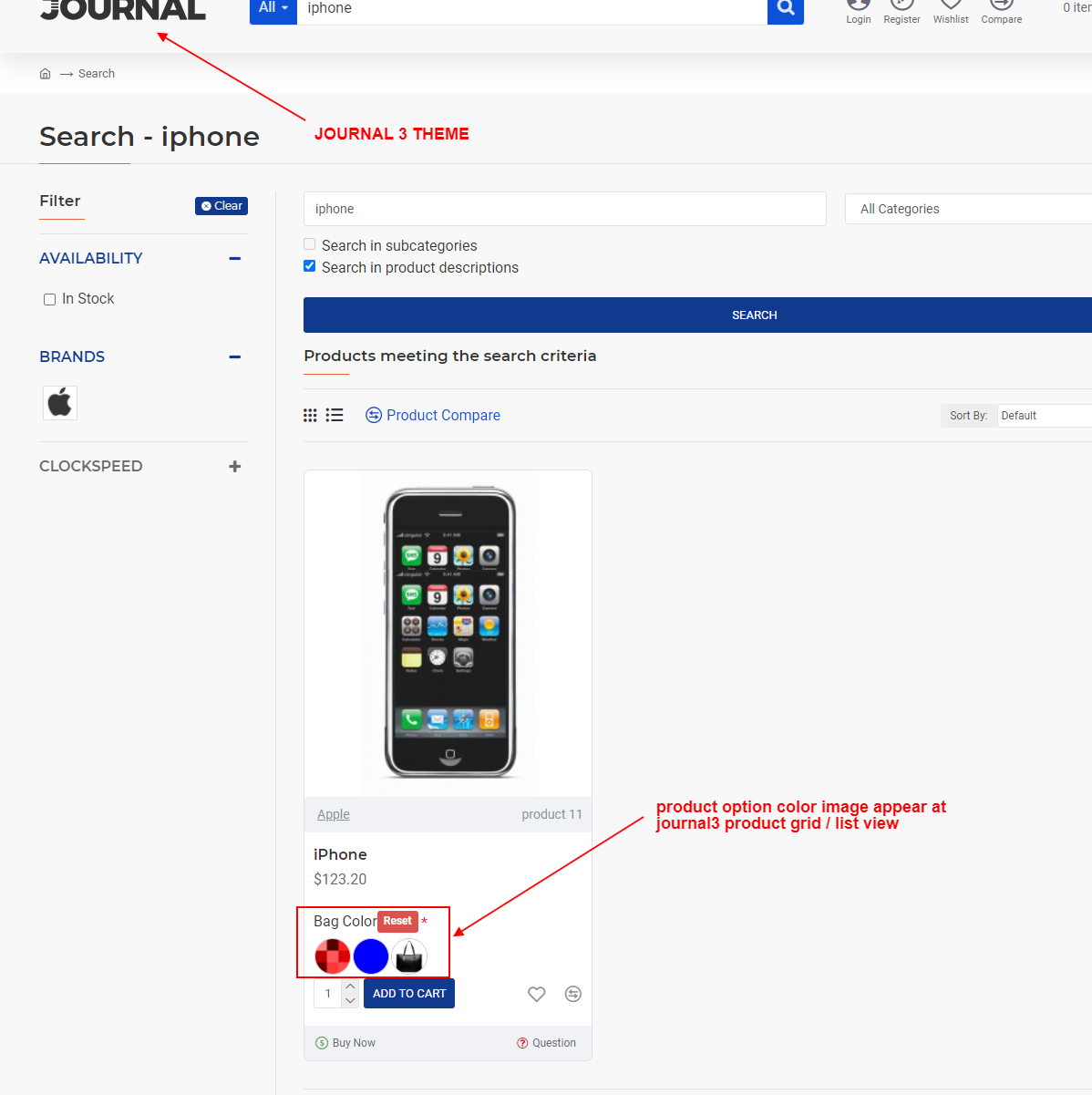 OpenCart - Product Option Color Image Pro