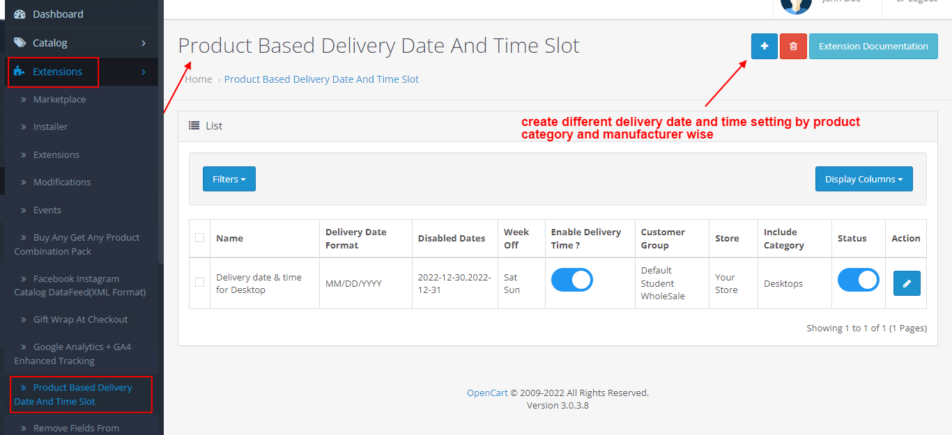 OpenCart - Product Based Delivery Date And Time Slot