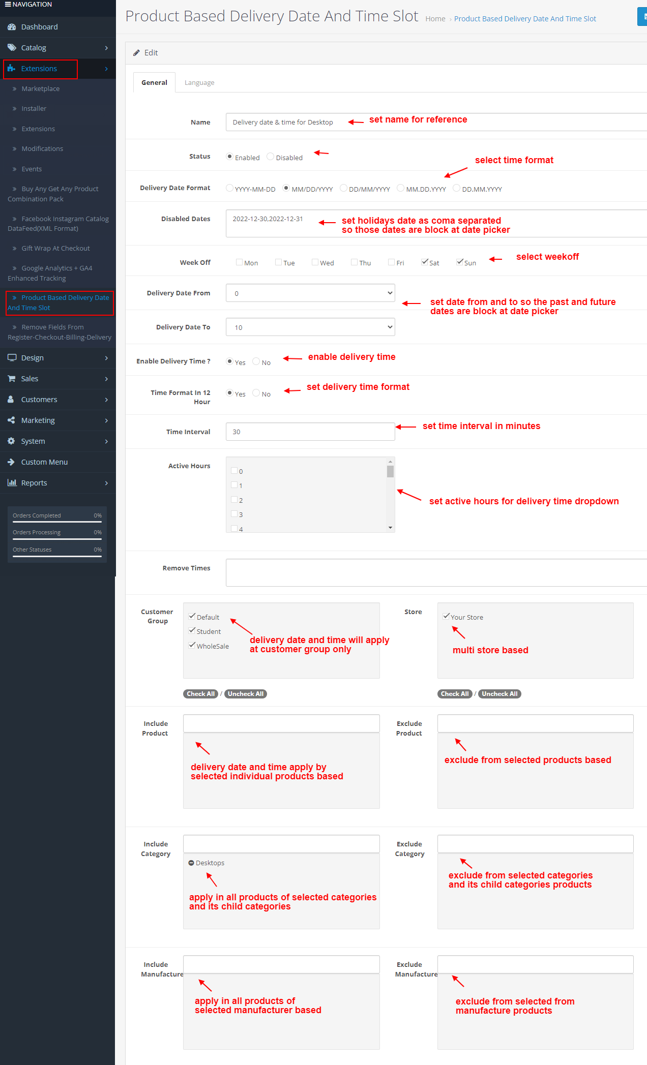 OpenCart - Product Based Delivery Date And Time Slot
