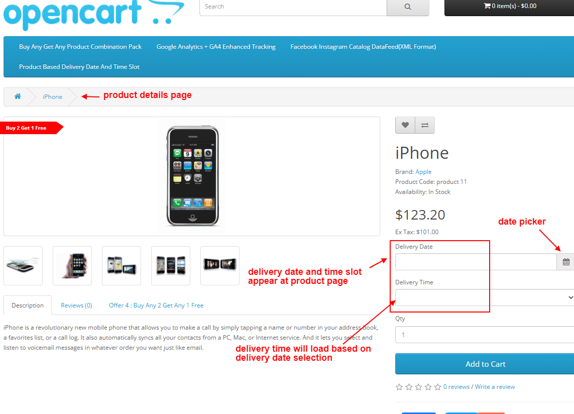 OpenCart - Product Based Delivery Date And Time Slot