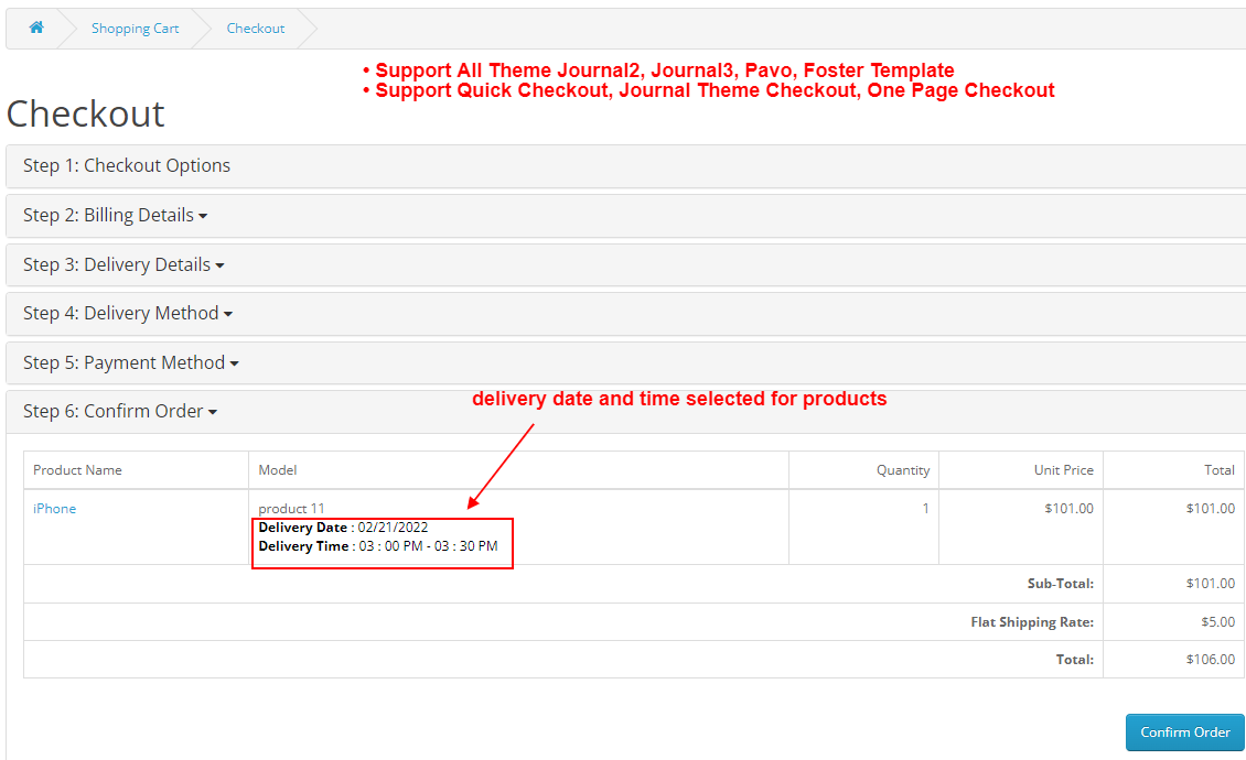 OpenCart - Product Based Delivery Date And Time Slot