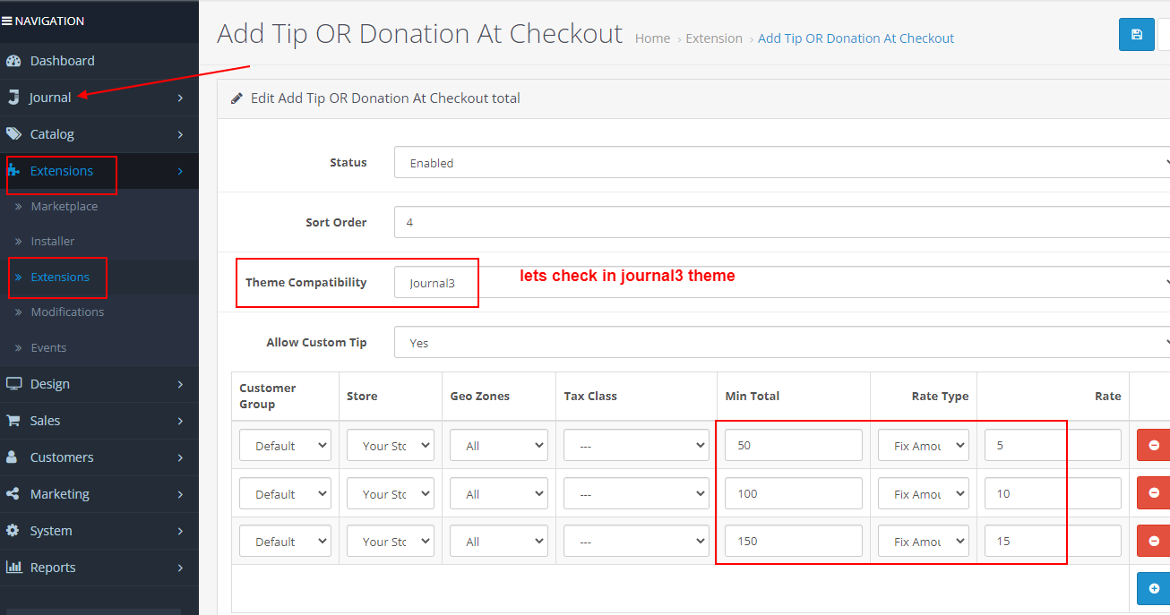 OpenCart - Add Tip OR Donation At Checkout