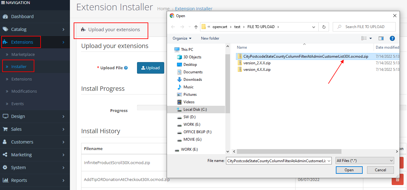 OpenCart - City Postcode State County Column+Filter At Admin Customer List