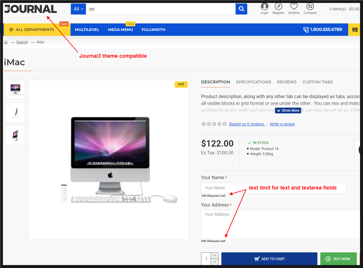 OpenCart Text Limit For Product Option Text And Textarea
