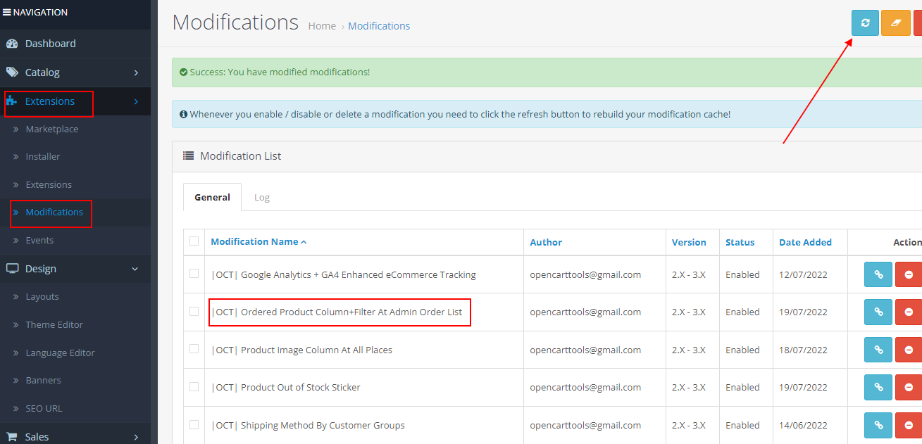 OpenCart - Ordered Product Column+Filter At Admin Order List