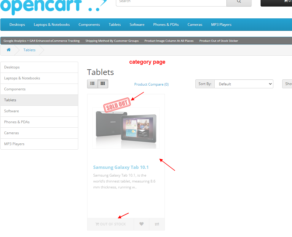 OpenCart - Product Out of Stock Sticker