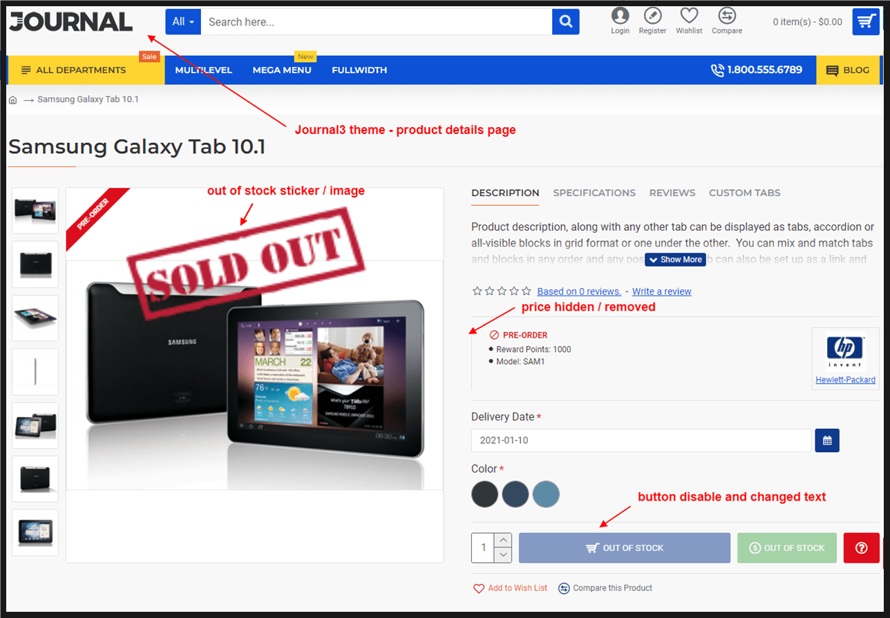 OpenCart - Product Out of Stock Sticker