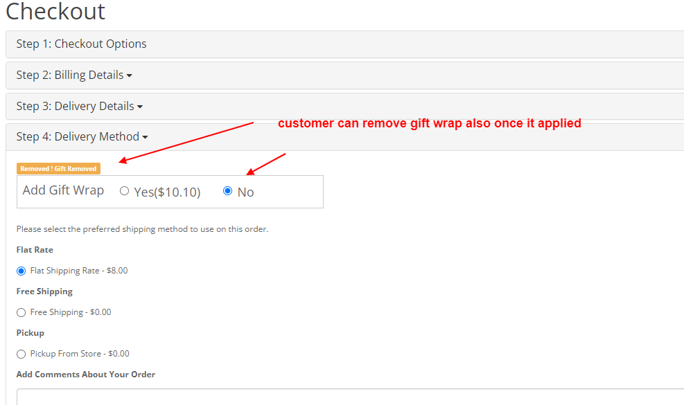 OpenCart - Gift Wrap With Message At Checkout